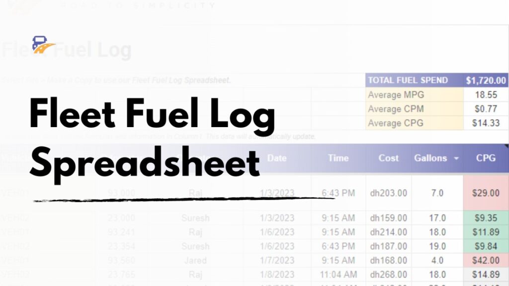 Fleet Fuel Log Spreadsheet – TransportSimple | Resources
