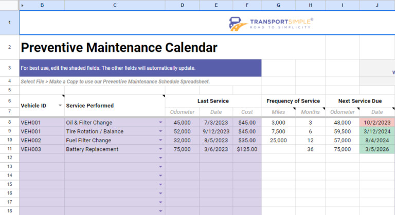 Preventive Maintenance Schedule – TransportSimple | Resources